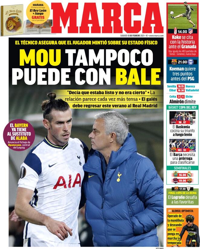 Marca, prima pagina 13 febbraio 2021